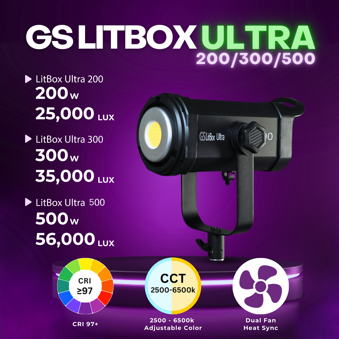 GS LitBox Ultra COB 200 300 500 LED Video Light 2700-6500K Bi-Color ...