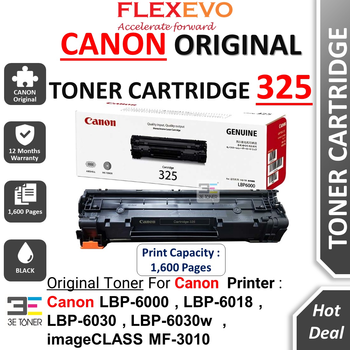 Original Canon 325 CRG Cart Black Toner Cartridge for LBP-6000 LBP-6018 ...