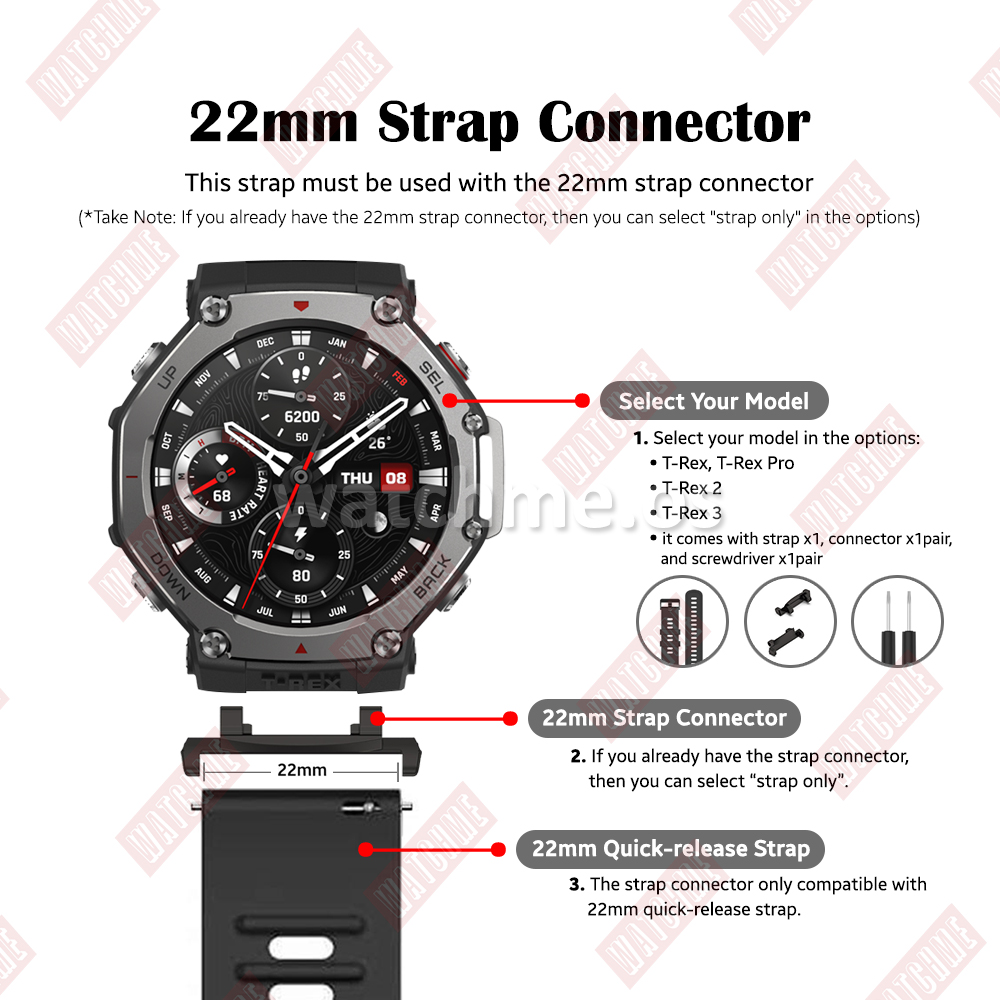 Amazfit T-Rex 3, T-Rex 2, T-Rex Pro Strap, Color Series 22mm (for watch ...