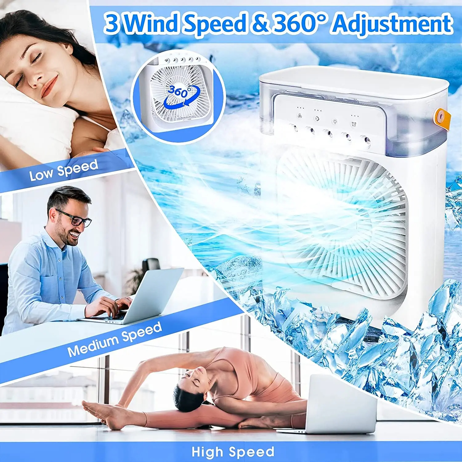 Multi-function kipas mini air cond portable 5 spray 7 colors light ...