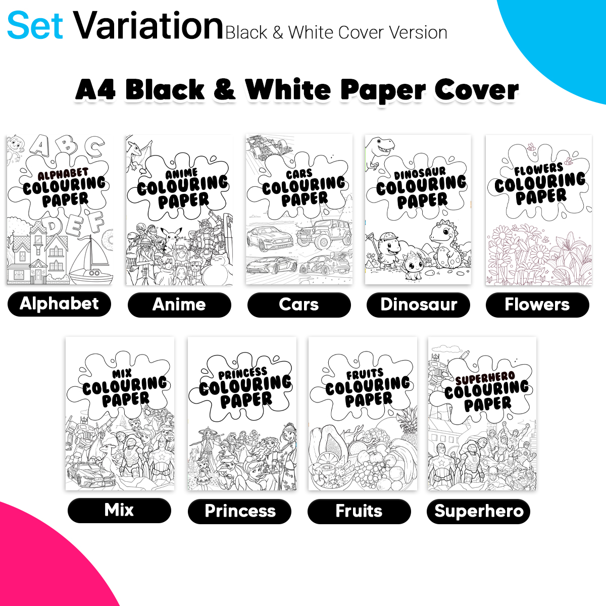 Cartoon Colouring A4 Paper For Kid Disney Princess (16/Set) Colouring ...