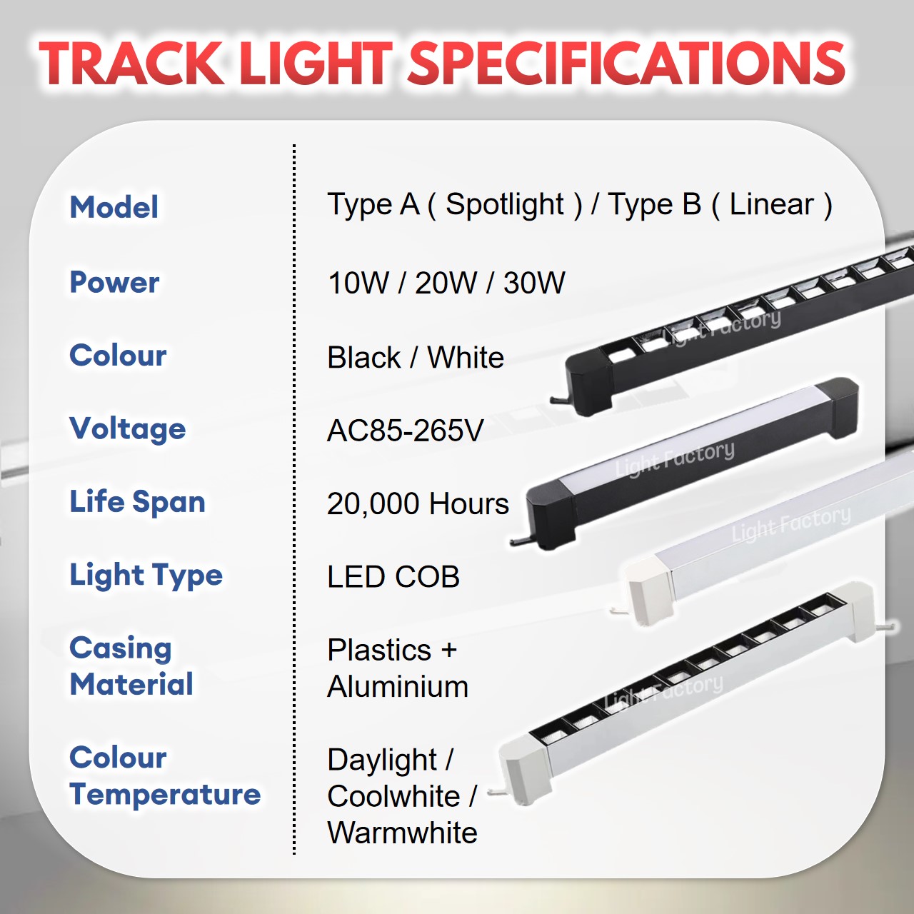 🔥NEW🔥Linear Led Track Light 10W 20W 30W Spotlight LED 1 Meter Track ...