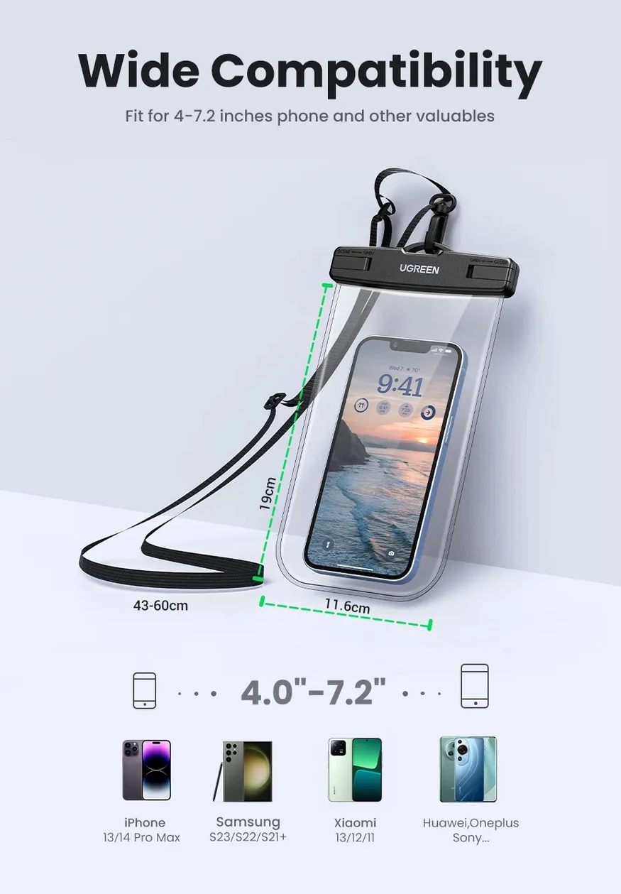 UGREEN Phone Bag Case Waterproof Crystal Clear Casing Bag Sensitive ...