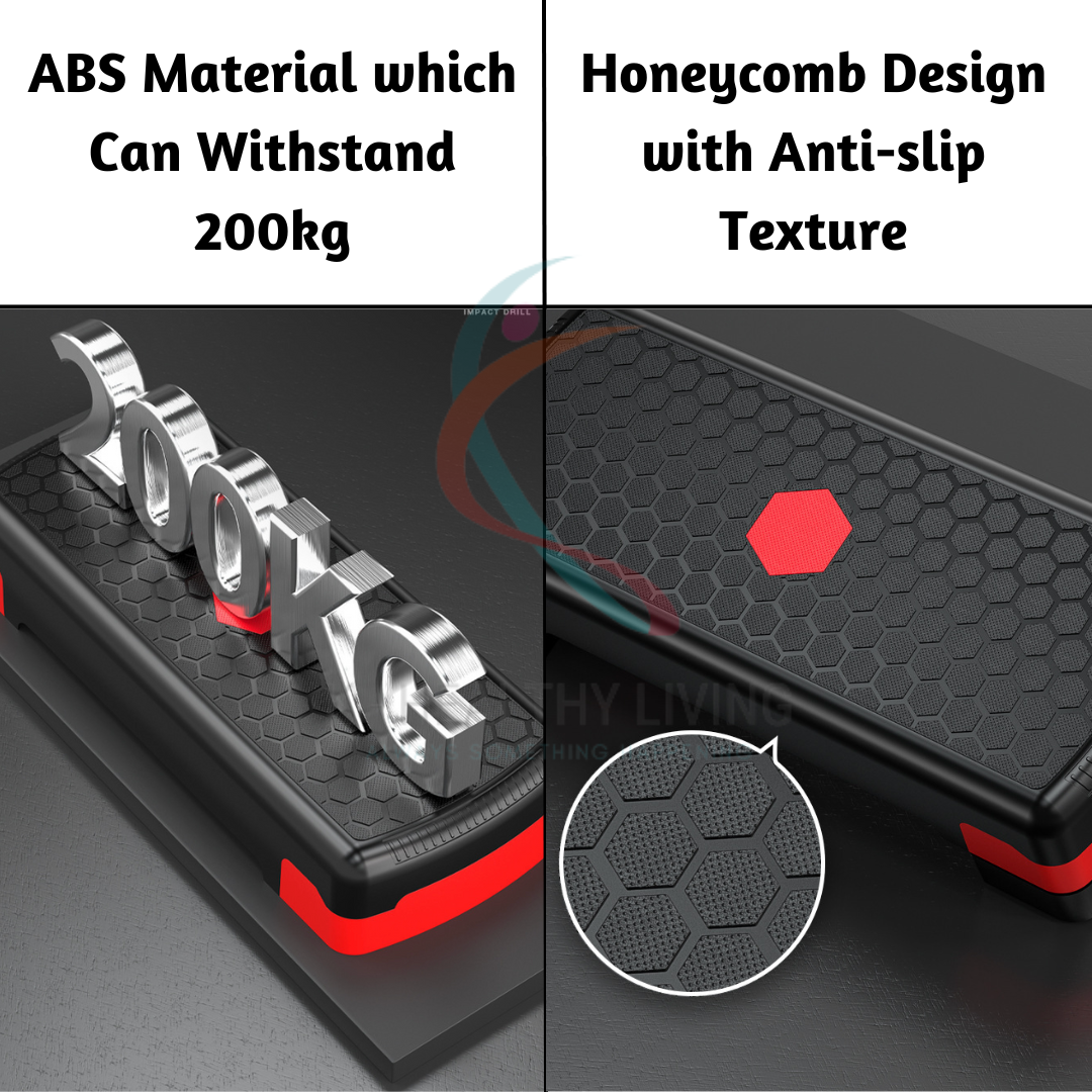 3H Adjustable Non-Slip Aerobic Step Up Board Stepper Fitness Workout ...