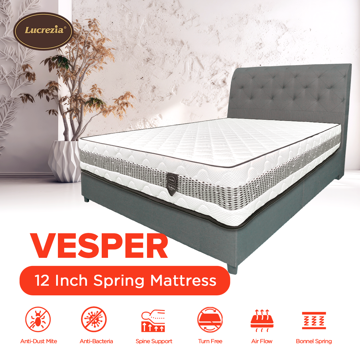 Lucrezia Vesper (10 - 13 inch) Spring Mattress / Tilam / Queen / King ...