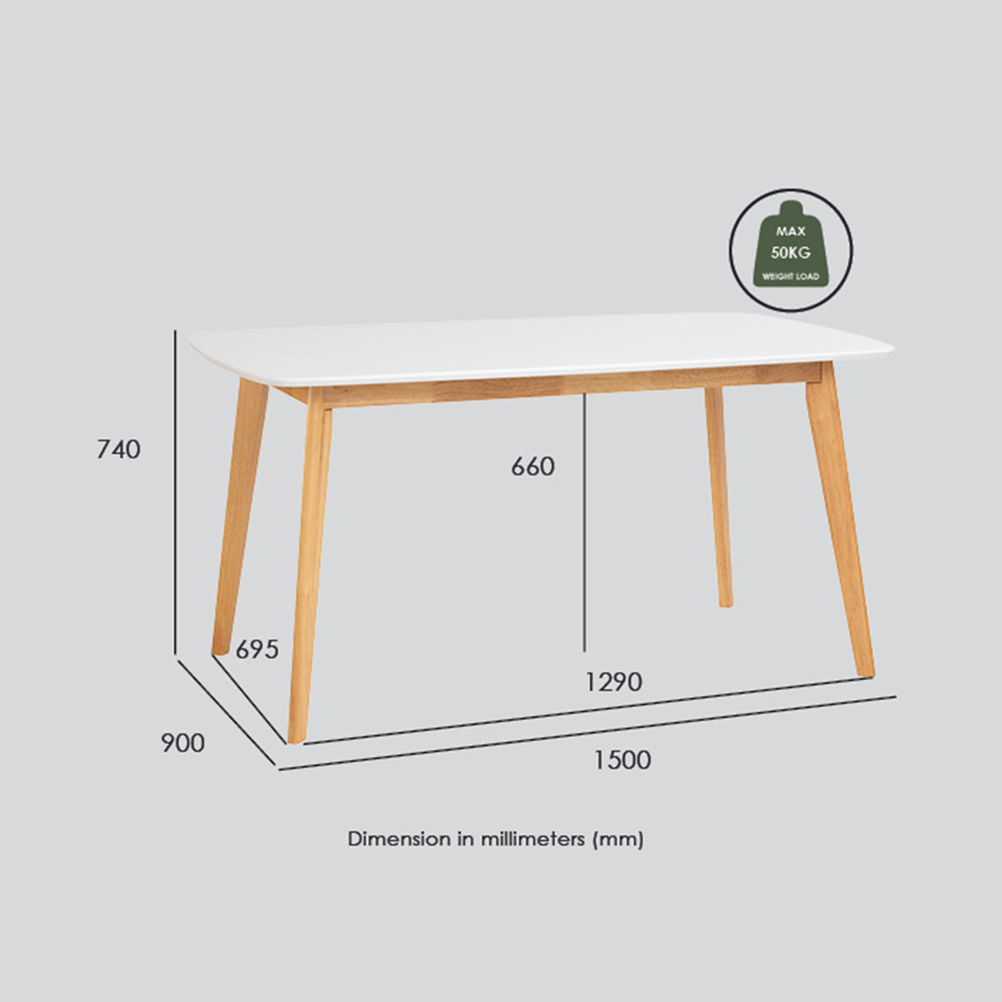 HOMATRIX Wooden Dining Table Set Rectangle Scandinavian 4 Seater 6 ...