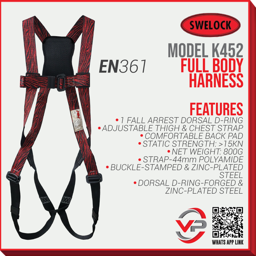 SWELOCK KOREA K452+K654-1 LIGHTWEIGHT BODY HARNESS SET SAFETY HARNESS C ...
