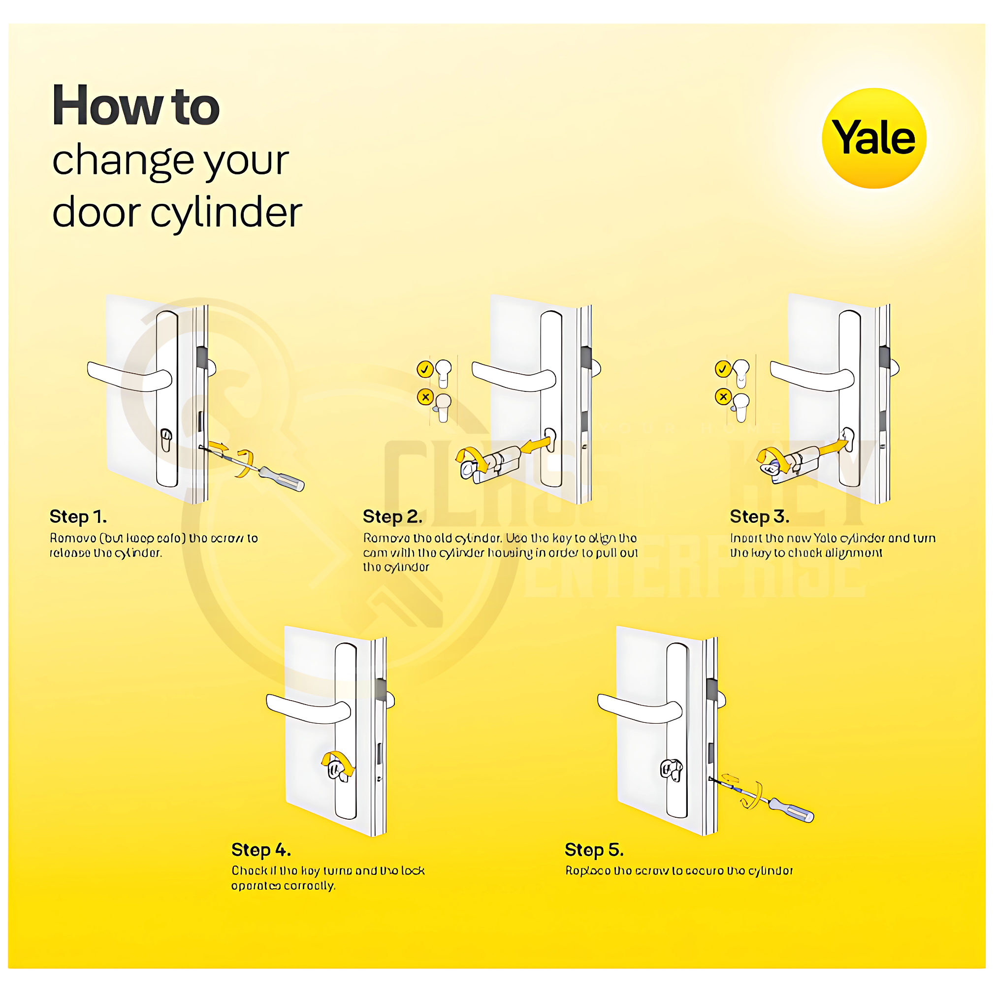 Yale Euro Profile Cylinder Mortise Door Lock YEC70CT-US15 Essential ...