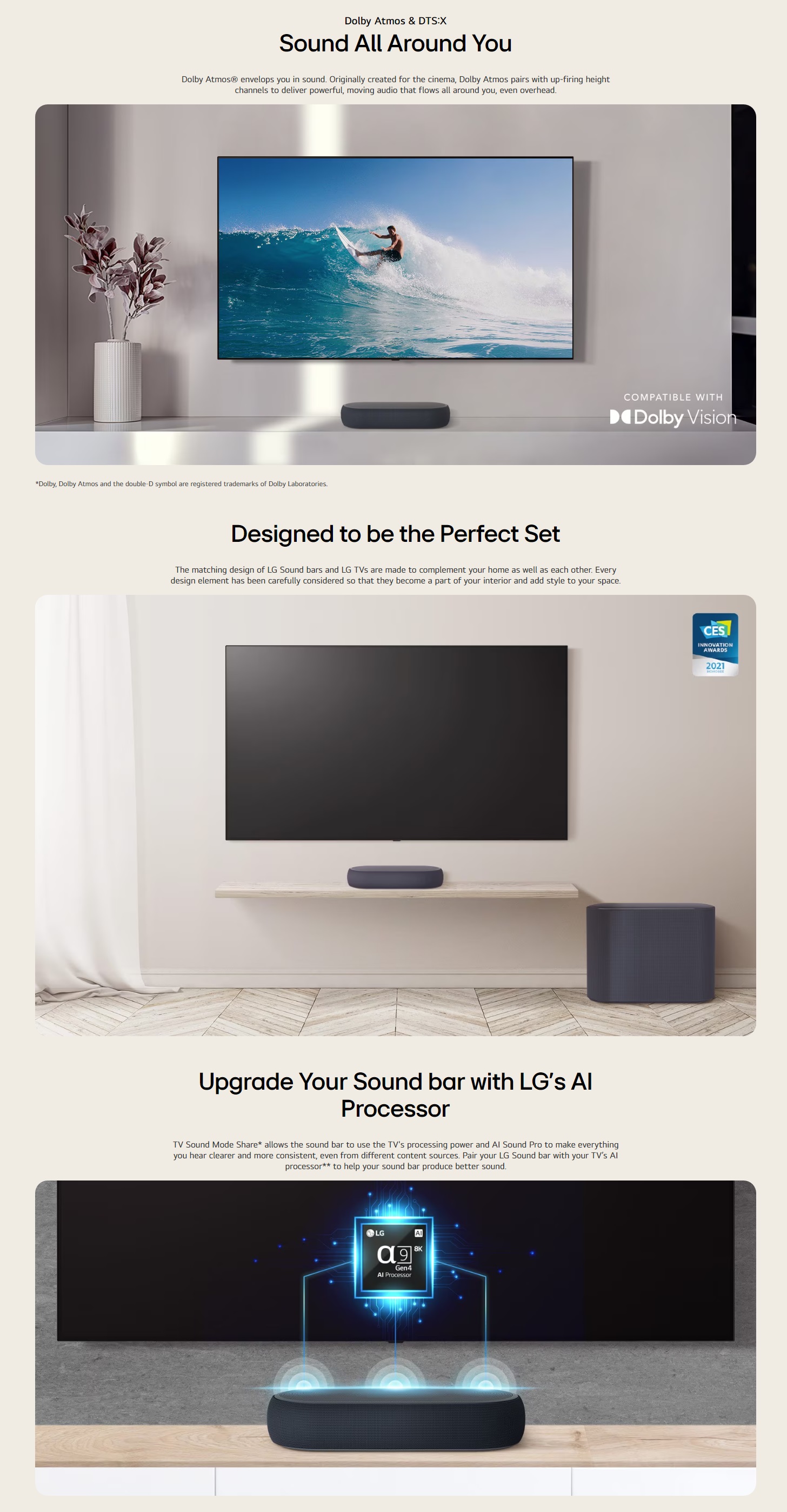 LG Eclair QP5 320W 3.1.2ch Dolby Atmos & DTS:X Compact Sound Bar with ...