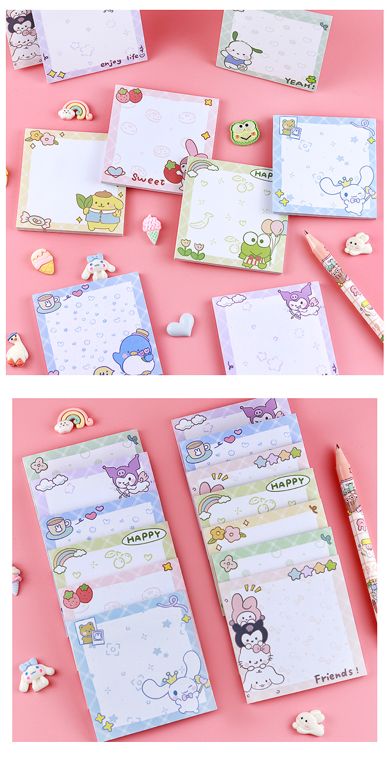 Whitespace 50sheets Cute Sanrio Sticky Notes Cartoon Notepad Kids Memo ...