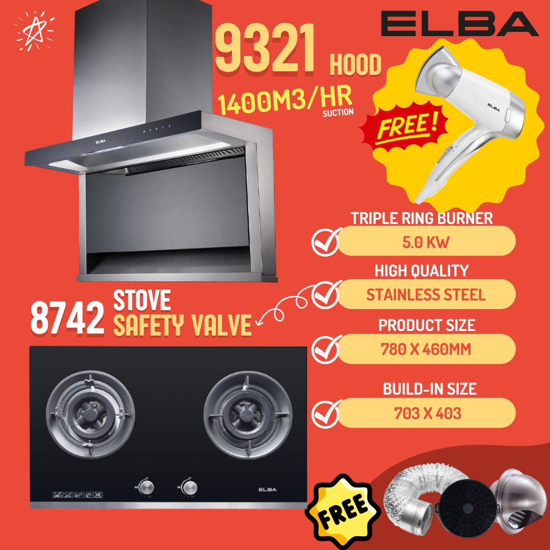 [𝐄𝐋𝐁𝐀 Cooker Hood No. 1 ] 9321 Kitchen Cooker Cooktops Hood and Hob Set ...