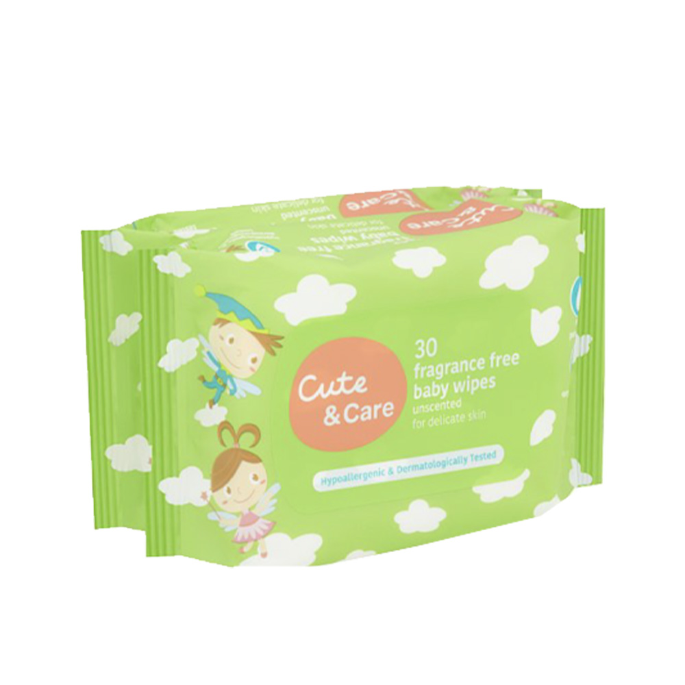 Cute & Care Baby Wipes Fragrance Free 30s x 2 units x 12 packs (1 ...