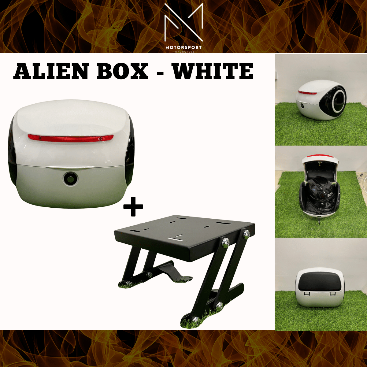 SOYA Rack Motorcycle Box Motorsikal Rek With Alien Box 35L ABS Box ...