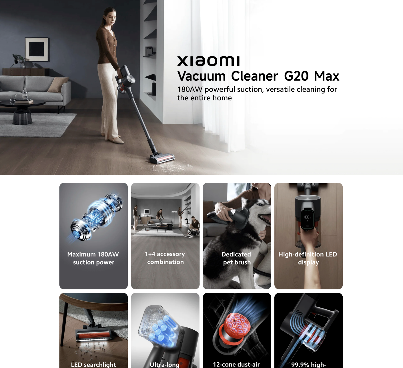 Xiaomi Vacuum Cleaner G20 Max | 25000Pa Suction | 1+4 Versatile ...