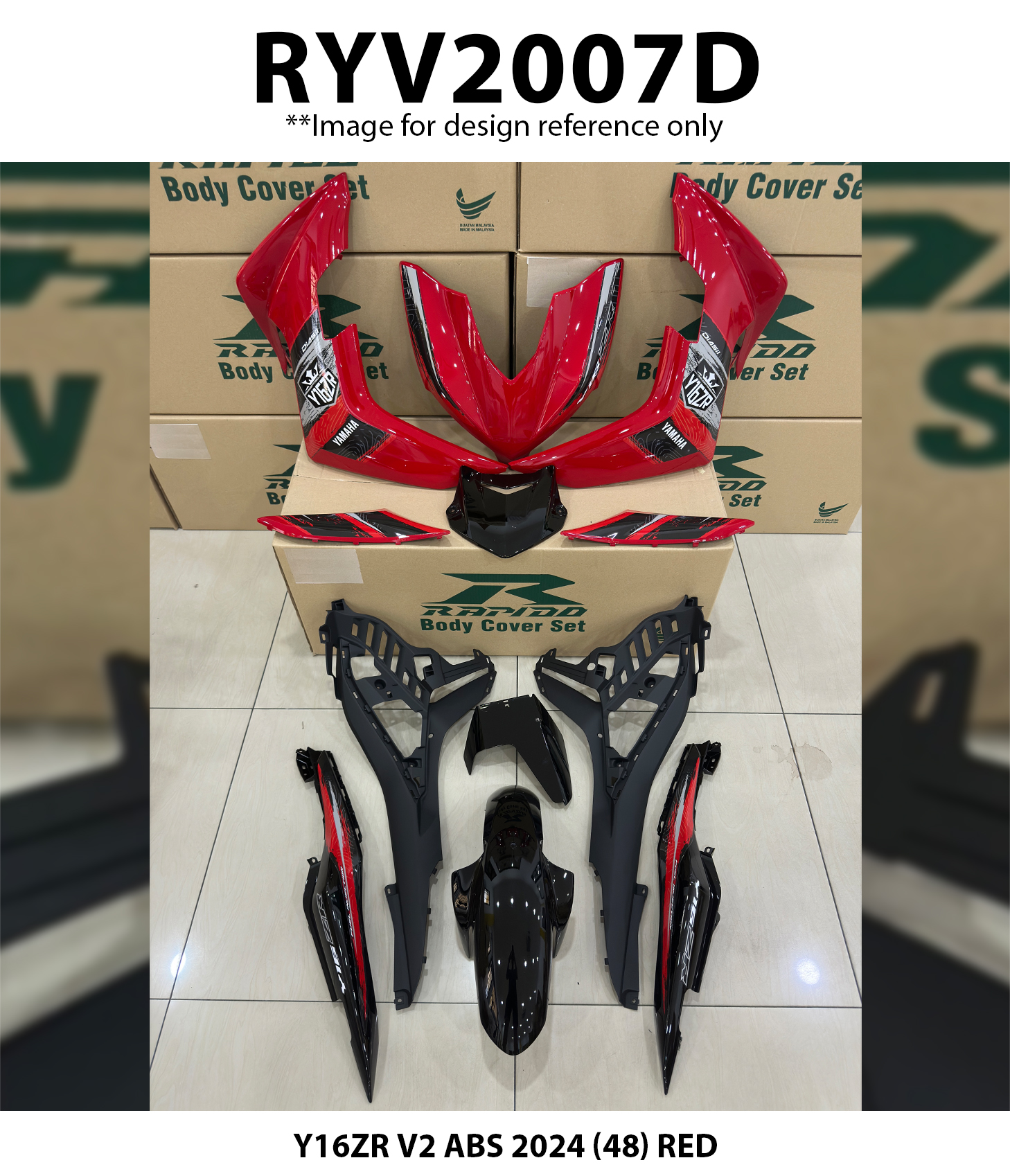 RAPIDO Cover Set YAMAHA Y16 Y16zr ABS V2 2024 (48)Red Body Cover ...