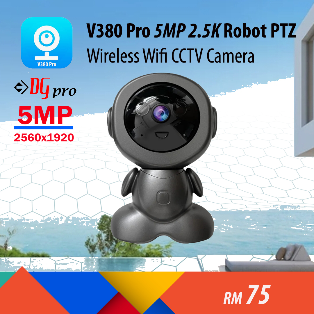 [NEW ARRIVAL] V380 Pro 5MP 2.5K Robot PTZ 360 Rotatable Baby Monitor ...