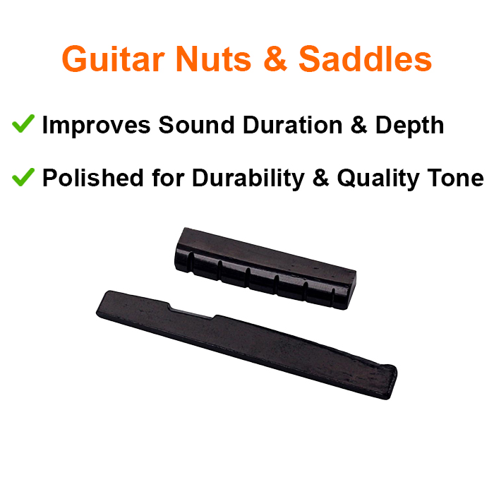 [SET] Acoustic Guitar Saddle 6 Bridge Pin Nut Black/ White Original Set ...