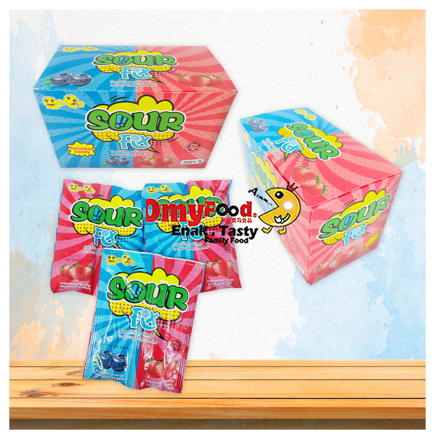 30pcs QeQe Sour Fix [Sour Chewy Candy + Sour Candy Powdwe][OmyFood ...