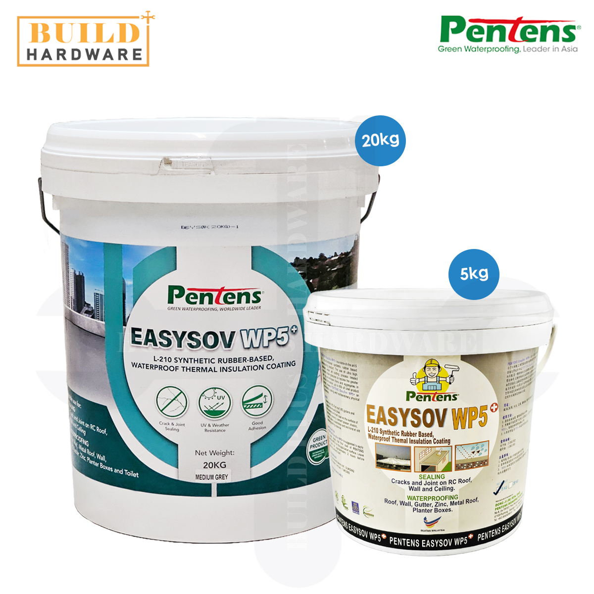 PENTENS 5kg Easysov WP5+ Cement Coat Synthetic Rubber-based Waterproof ...