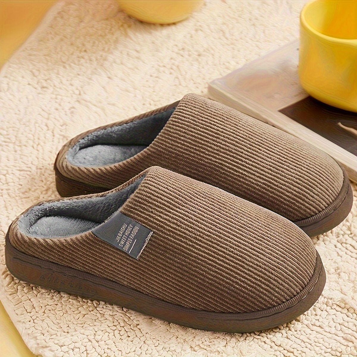 Men's and women's vertical cotton slippers men's home shoes indoor ...