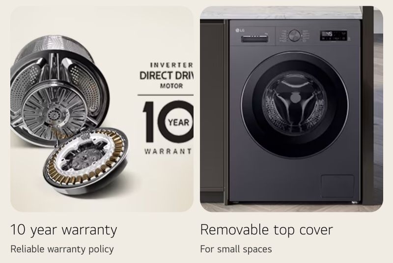 LG 9KG Direct Drive/6 motion DD/Steam Technology/Tub Clean Washing Drum ...