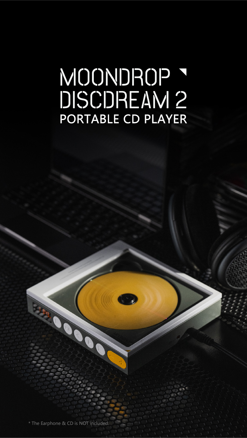 Moondrop DiscDream2, CD Player: Portable Hi-Fi DAC/AMP USB PCM/DSD Support Disc Player (Moondrop ...