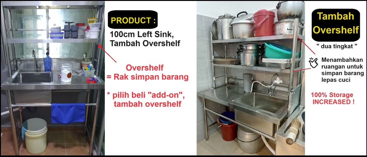 SINKI PANJANG LEBAR STAINLESS STEELBESI TEBAL 不锈钢水槽商用洗盘/BASIN BASUH ...