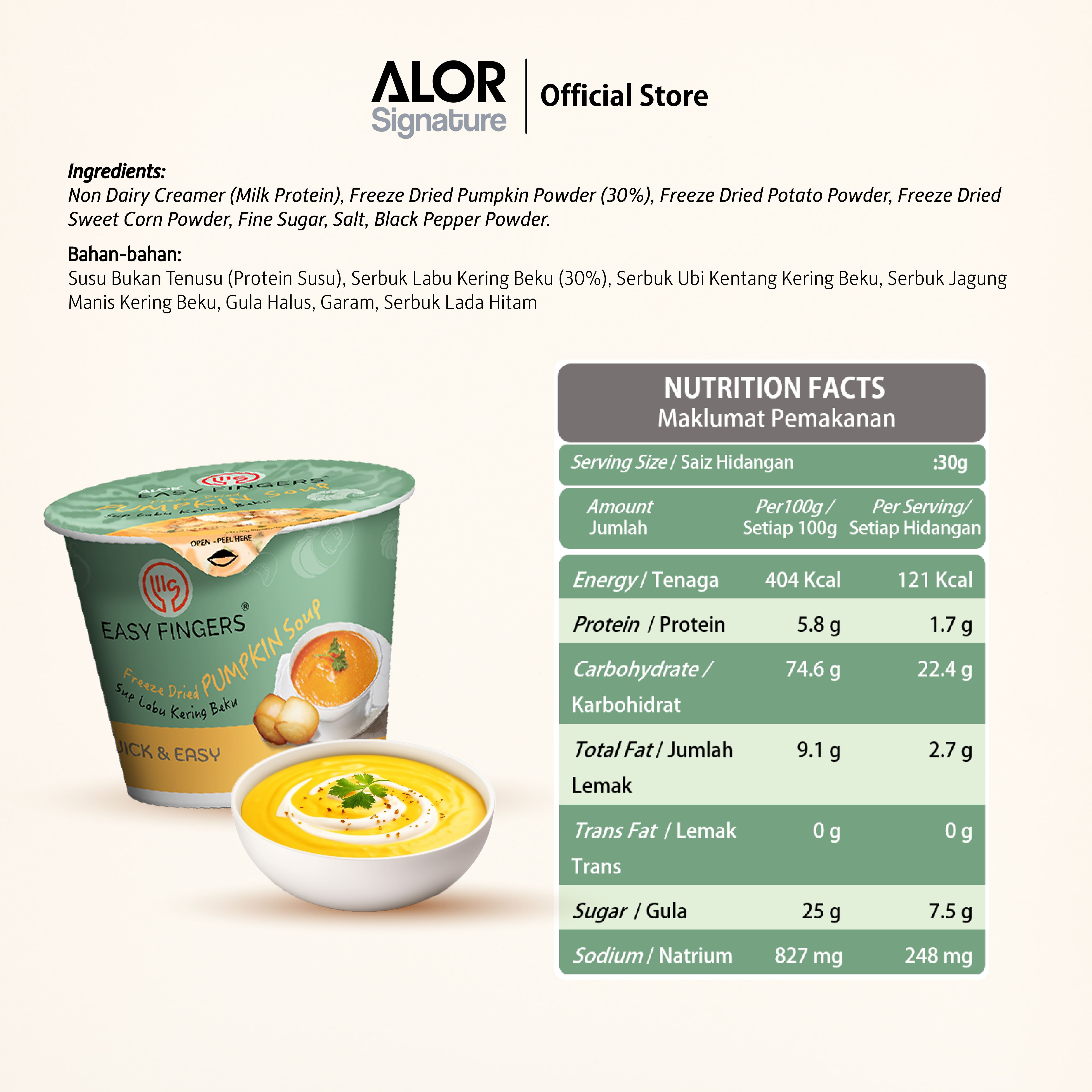 Easy Fingers Sup Instan Kering Beku [Pilihan: Sup Cendawan, Sup Labu ...