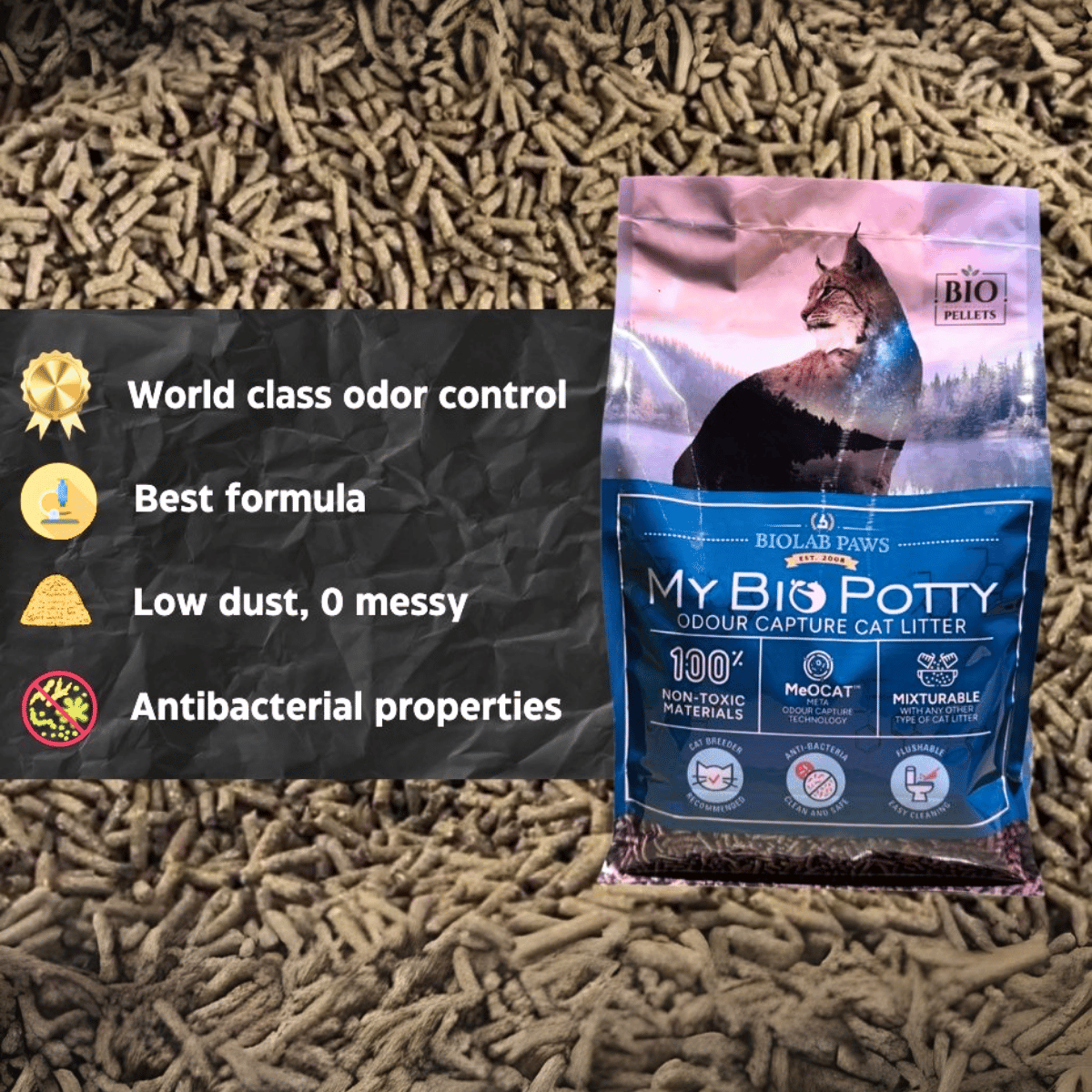My Bio Potty Cat Litter Bio Pellets 2.5kg 7L Pasir Kucing Pelet Odour ...