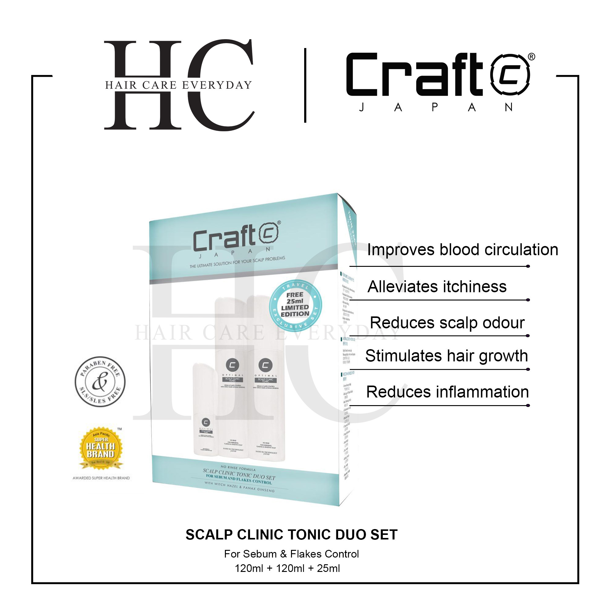 Craft Scalp Clinic Tonic Duo Set FREE 25ml Tonic Limited Edition ( For ...