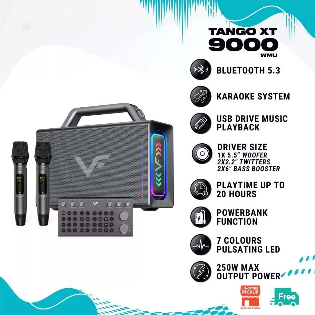 VINNFIER Tango XT9000 WMU Max Portable Karaoke Bluetooth Speaker With Mic (250W) | Shopee Malaysia