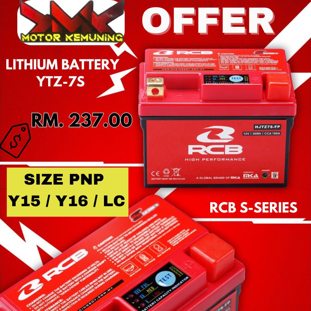 RCB RACING BOY YTZ5 YTZ7S Y15 Y16ZR RS150 RSX NVX LITHIUM BATTERY ...
