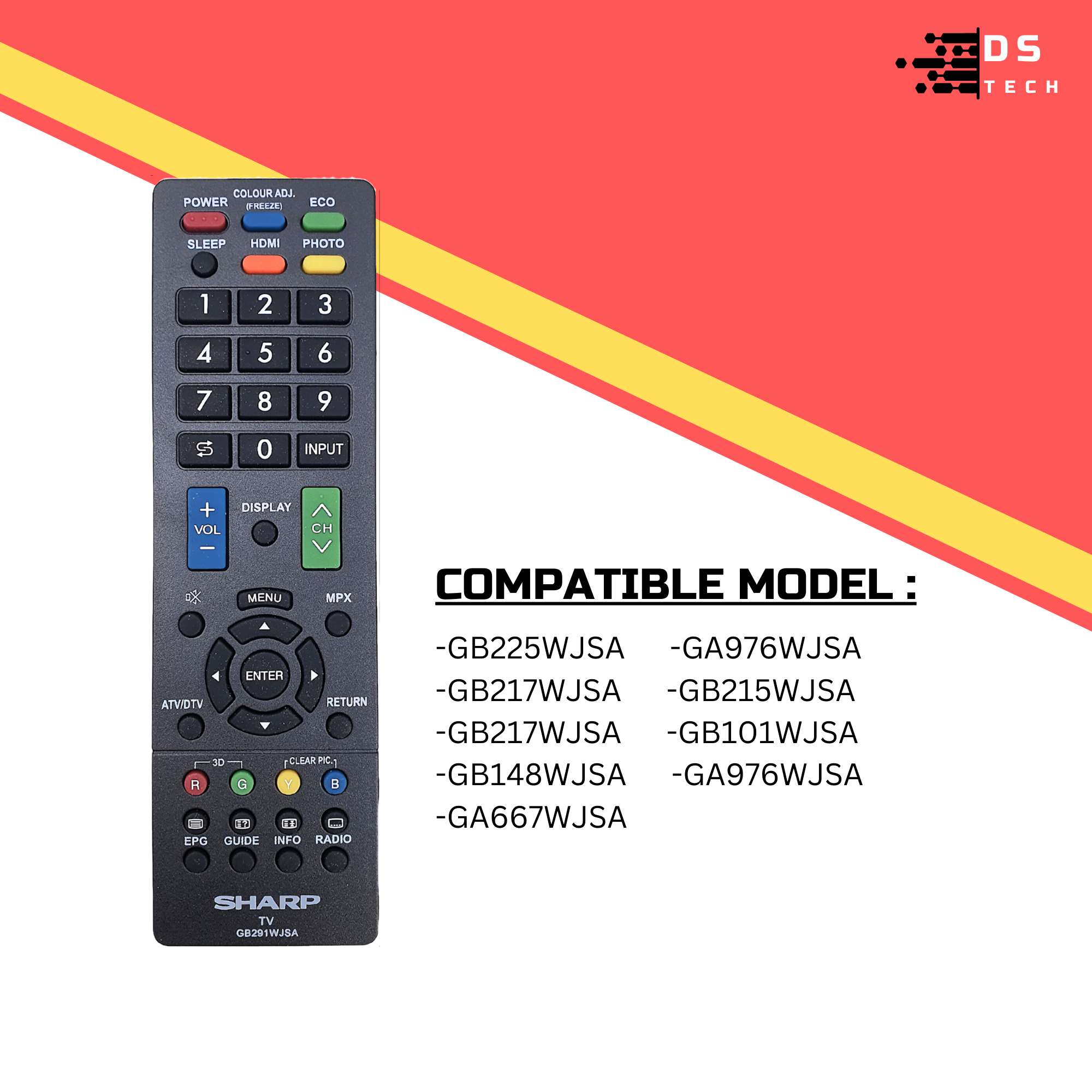 SHARP LED TV REMOTE CONTROL [M'SIA STOCK] REPLACEMENT GB291WJSA GB225WJSA GA276WJSA GB217WJSA ...