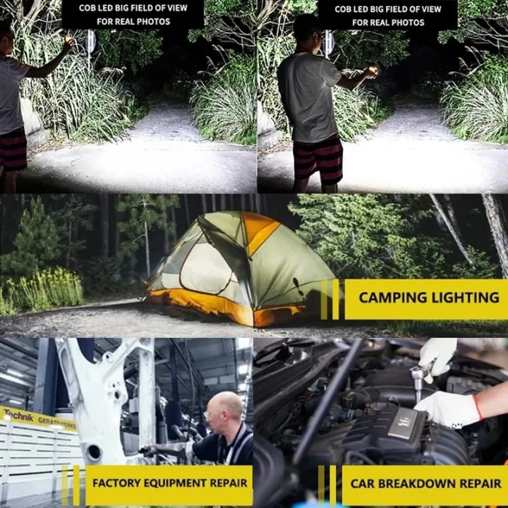 2000W LED Emergency Light Durable USB Rechargeable COB Camping Lamp ...