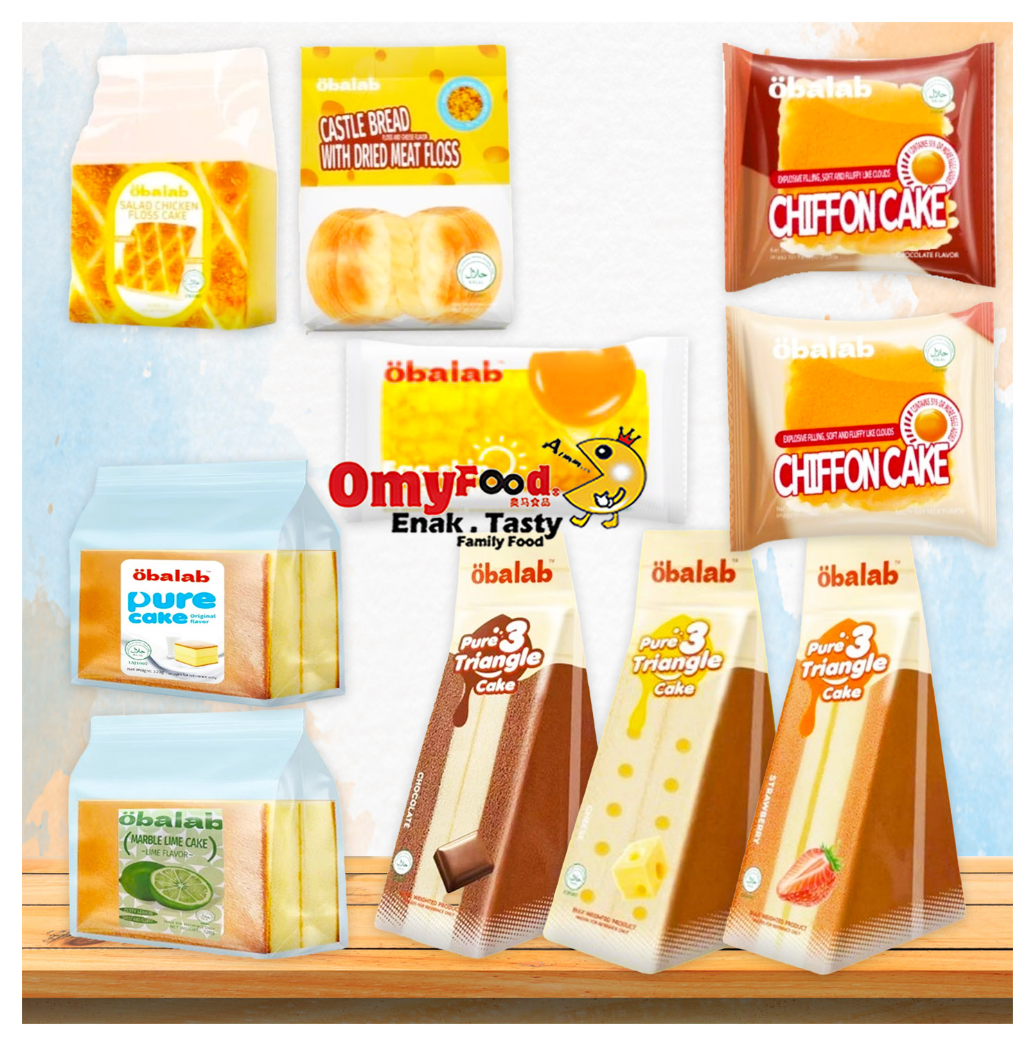 100g / 120g / 60g / 65g Obalab 3 Triangle / Pure Cake /Chiffon Cake ...