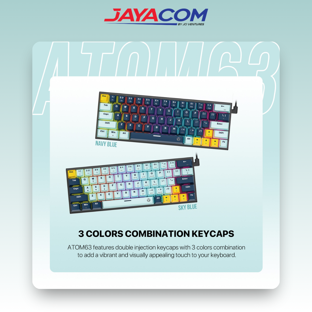 Fantech MK874 V2 Atom 63 Mizu Edition Wired Mechanical Gaming Keyboard ...