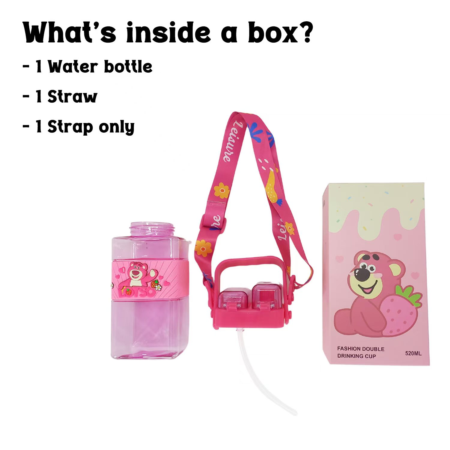 520ml Bottle Kids Water Straw Drinking Bottle BPA Free (BGJAYA ...