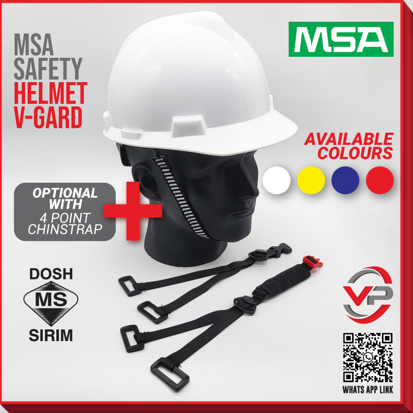 MSA V-GARD CAP SAFETY HELMET |HDPE|4 POINT FAS-TRAC RATCHET SUSPENSION ...