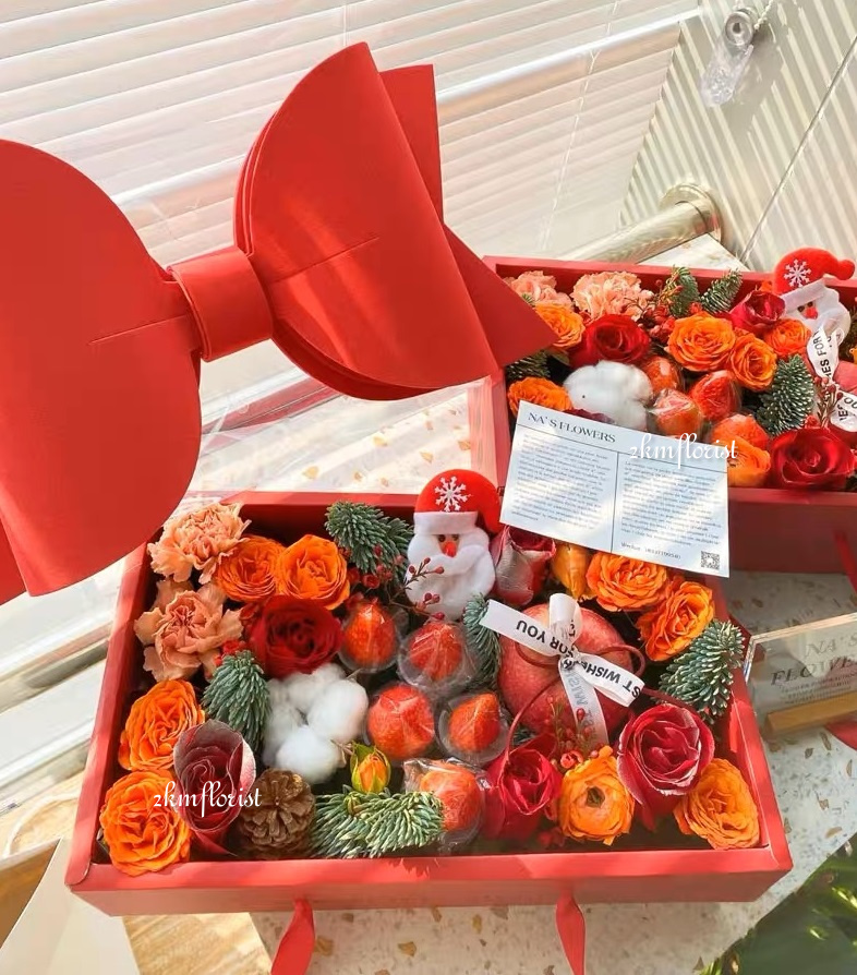 BIG RIBBON BOX Korean PVC mother day Korean Fruits box flower Cake box ...