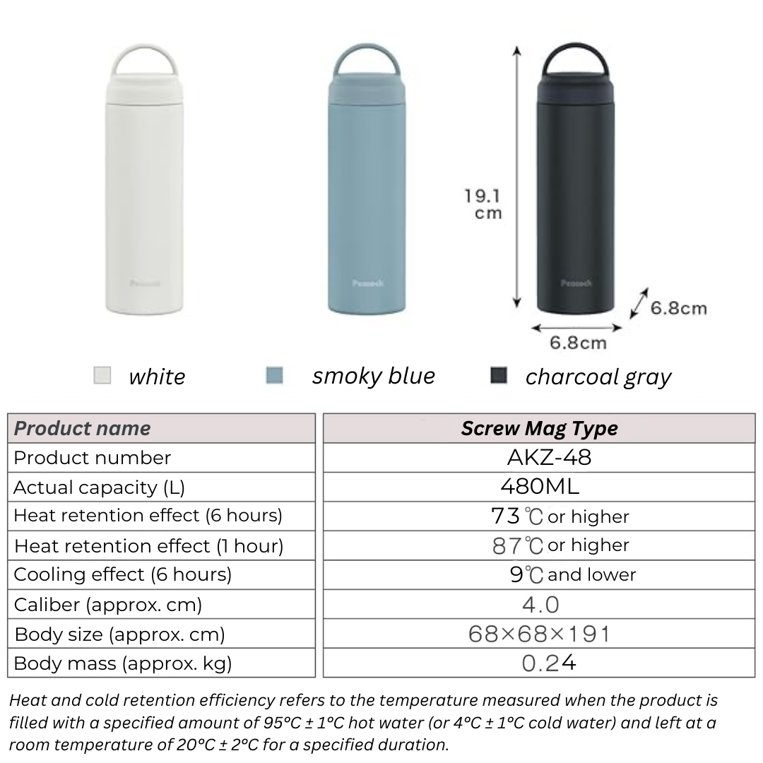 PEACOCK AKZ-48 Lifestyle Thermos Twist Vacuum Insulated Bottle with Handle SUS304 Botol Air ...