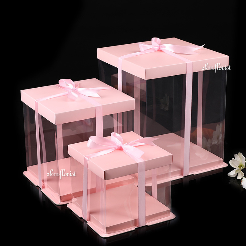 TRANSPARENT CAKE BOX 8/10/12inch 1-5 tier Extra Thick Kotak Hantaran ...