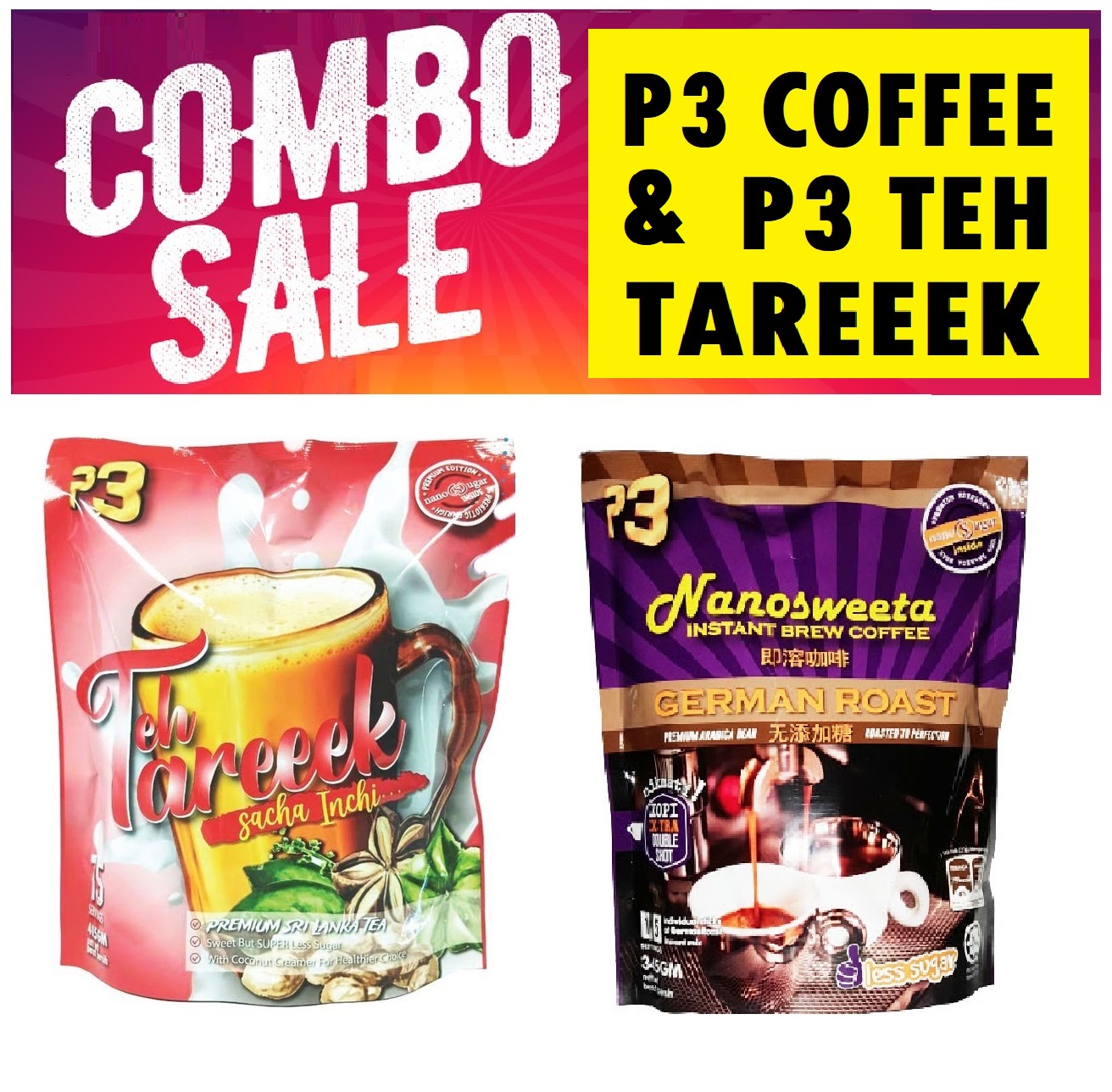 P3 Teh Tareeek Sacha Inchi p3 teh tarik & P3 Coffee p3 kopi & P3 QOCOA ...