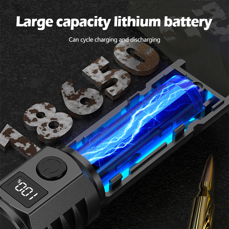 Super Bright Zooming Flashlight Waterproof Flashlight LED Power Display ...