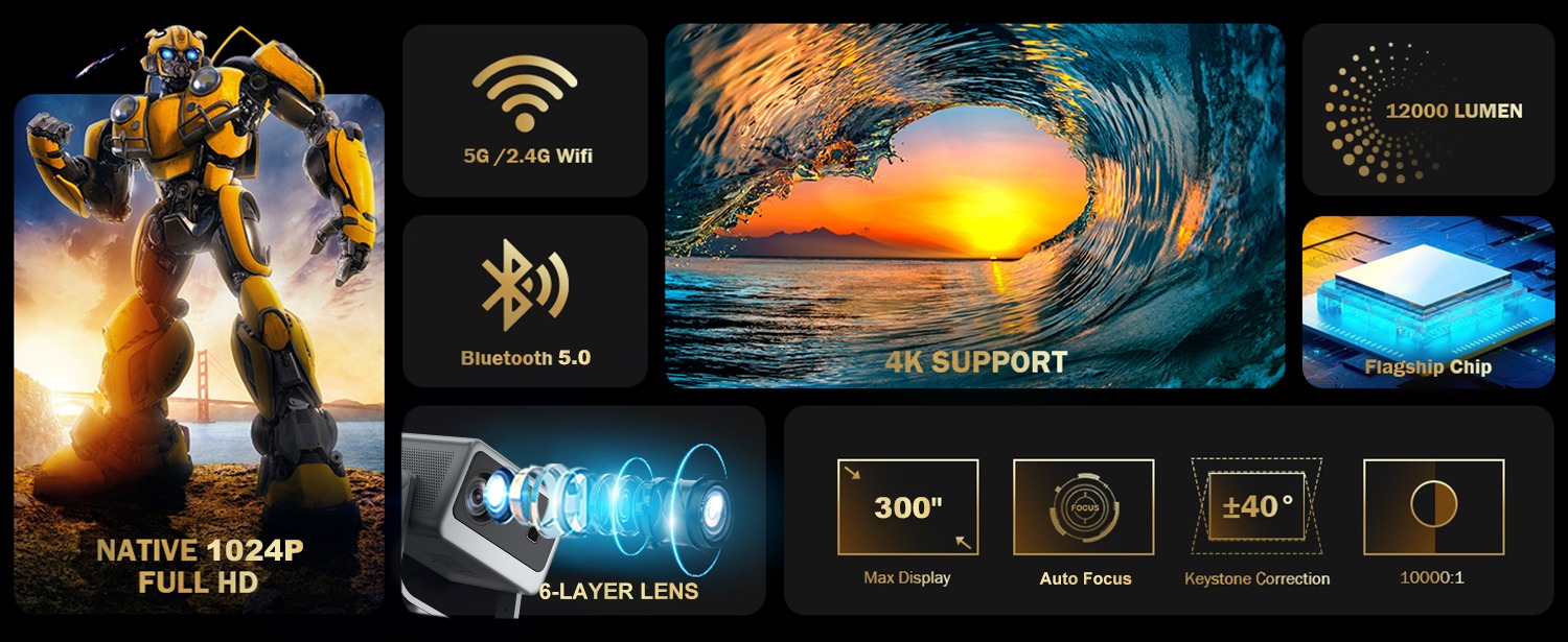 NEXGEN N800 PRO Projector Home Ultra HD Smart Projector Decoding 4K ...