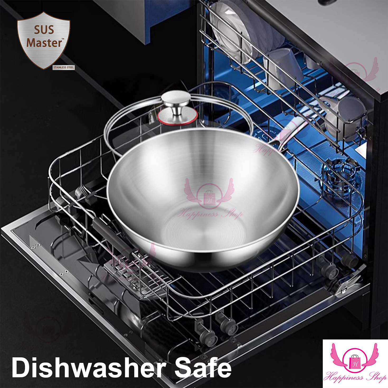 SUS Master SUS316 Flat Base Frying Pan Frying Wok Pan 24cm 26cm 28cm ...