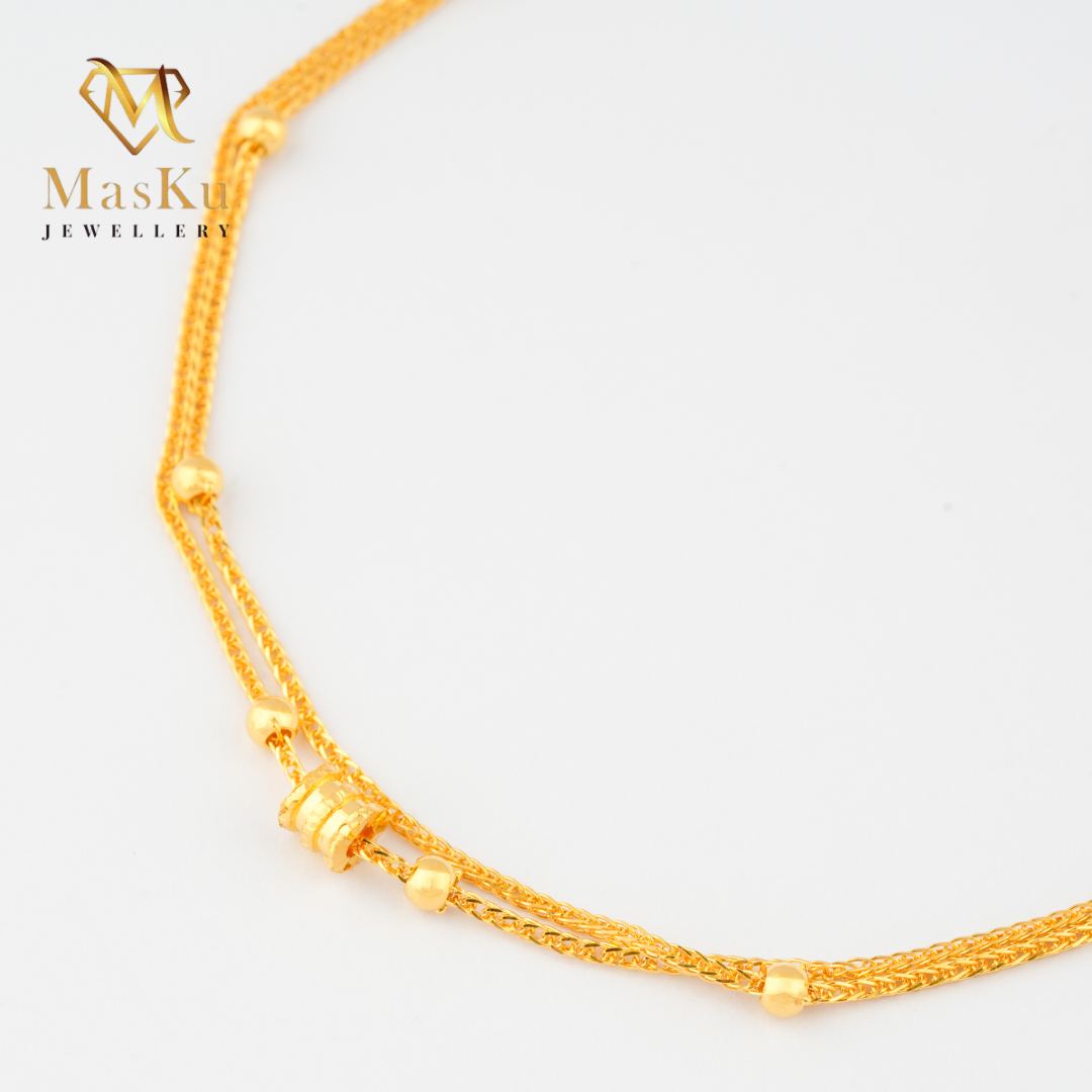 MasKu Jewellery Bracelet 24K / 999 Rantai Tangan Double B' Bajet ...