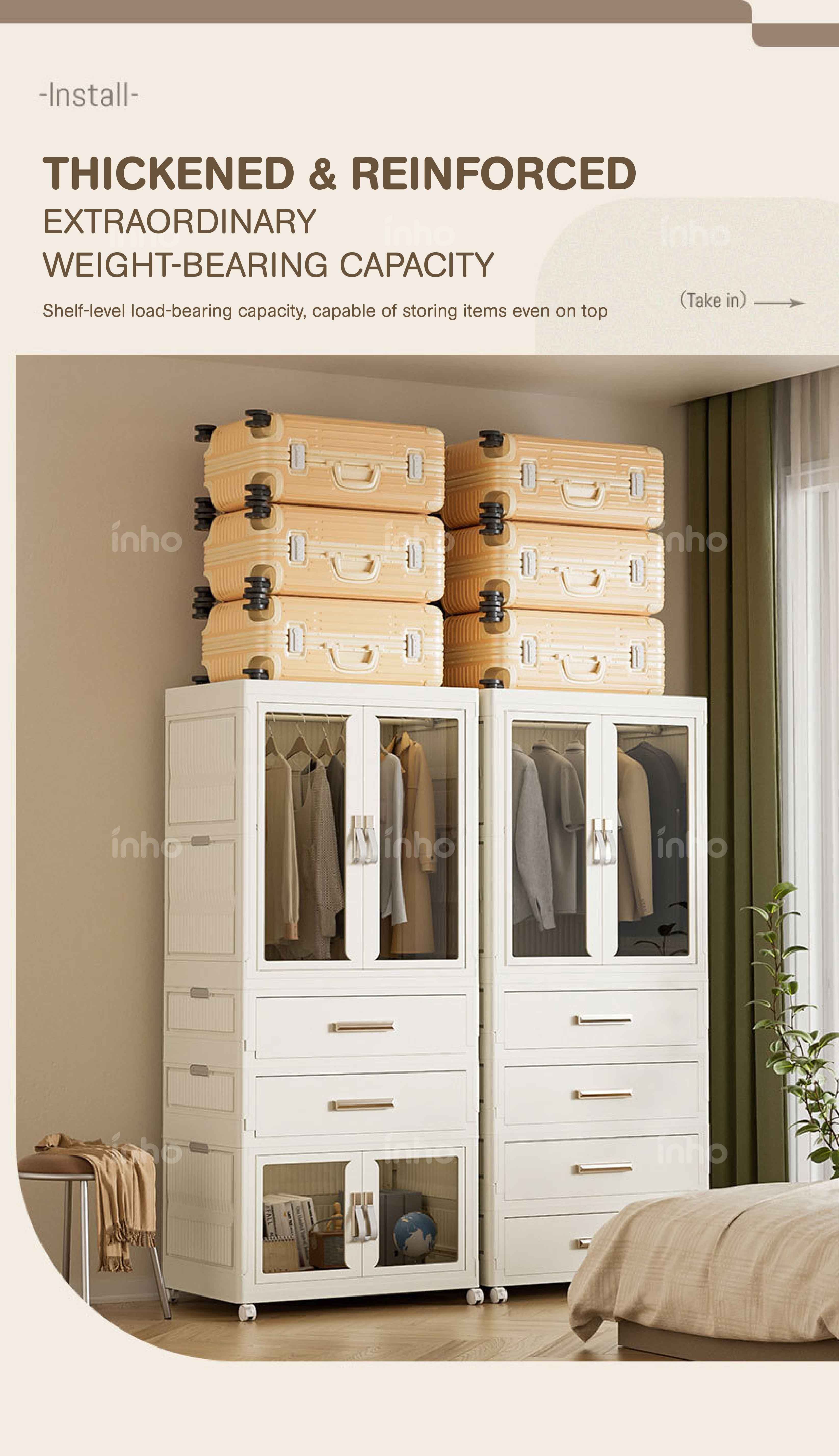 INHO L55/65cm Multifunction Moveable Stackable Storage Cabinet Modern ...