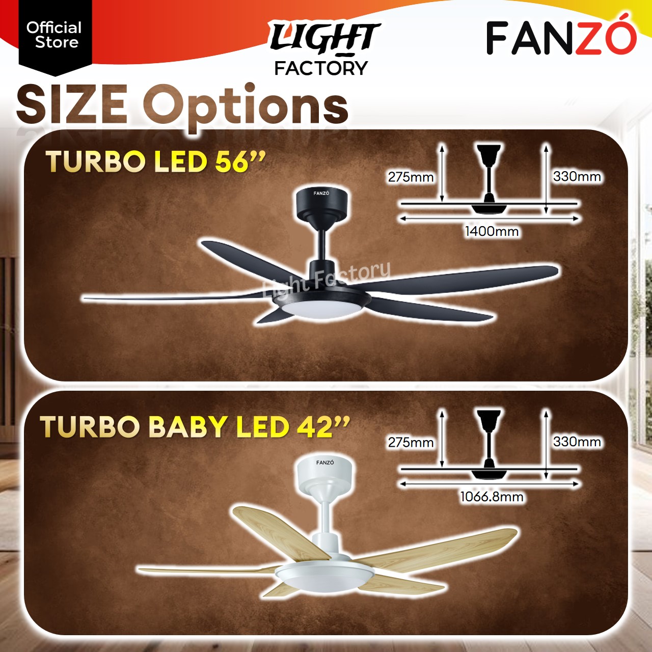 【SIRIM】FANZÓ Turbo LED 42" 56" DC Motor Ceiling Fan With Light 24 ...
