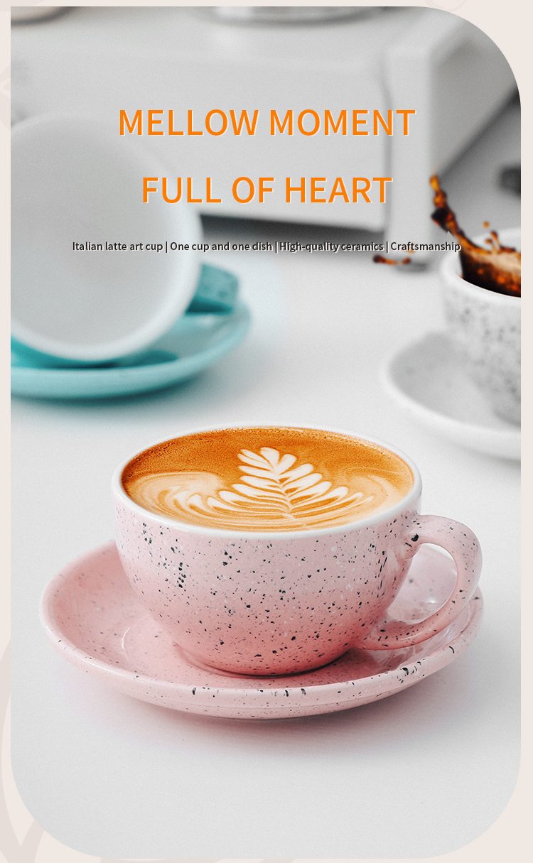 BINCOO 300ml Professional Latte Art Coffee Cup and Saucer Set - Ceramic ...