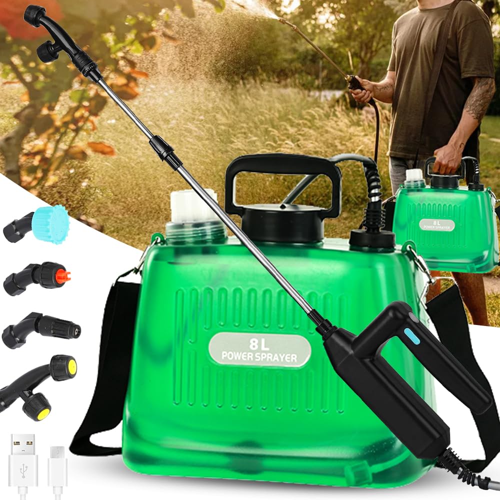 8L/5L Rechargeable Electric Sprayer 7.4V Pressure Backpack Sprayer Pump ...